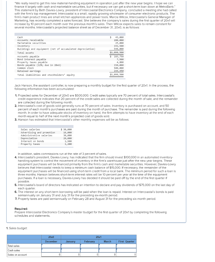 "We really need to get this new material-handling | Chegg.com