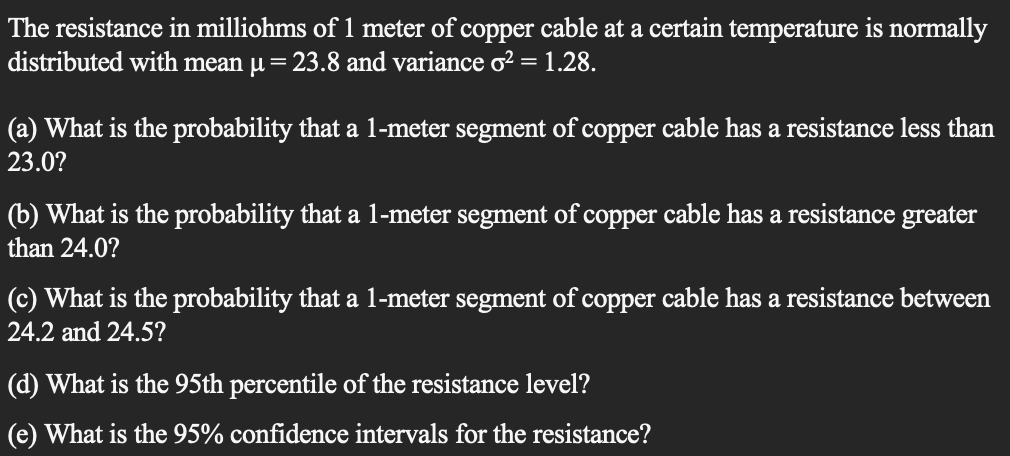 Solved The resistance in milliohms of 1 meter of copper | Chegg.com