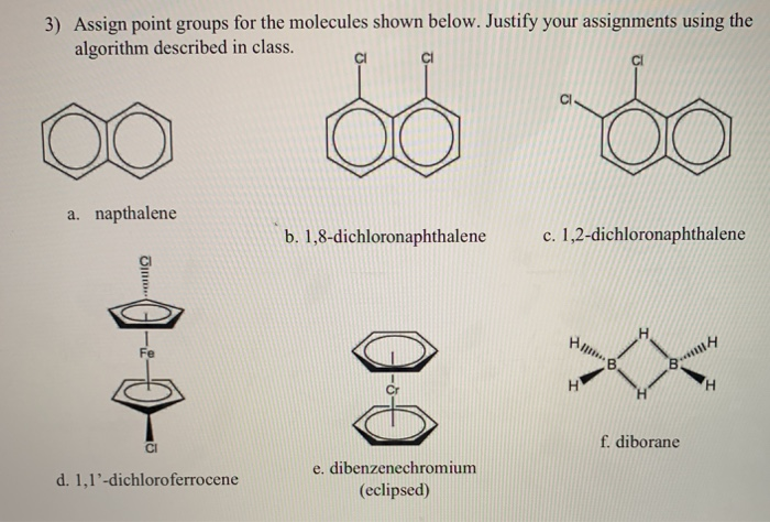 Solved Assign point groups for the molecules shown below. | Chegg.com