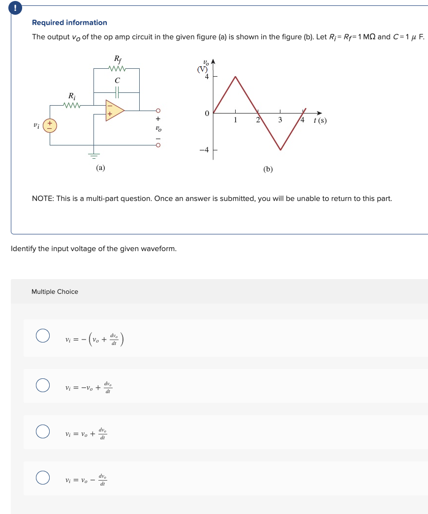 Solved Required information , ﻿RThe output vO ﻿of the op amp | Chegg.com