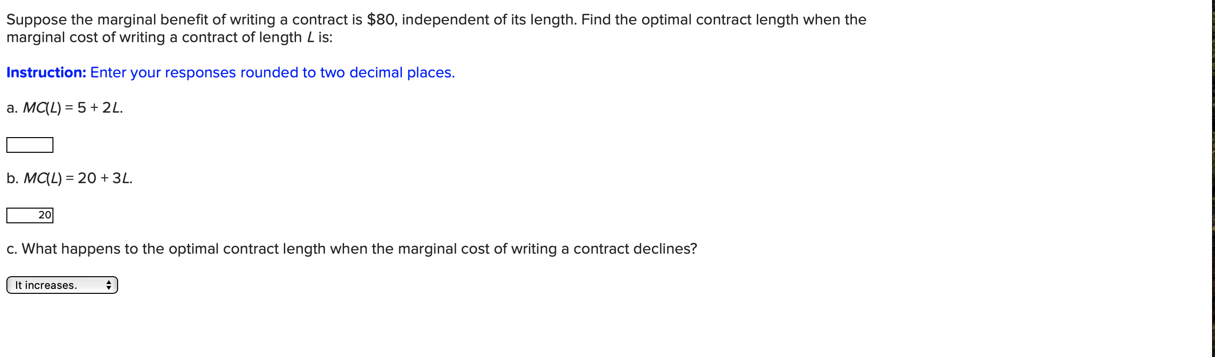 Solved Suppose the marginal benefit of writing a contract is | Chegg.com