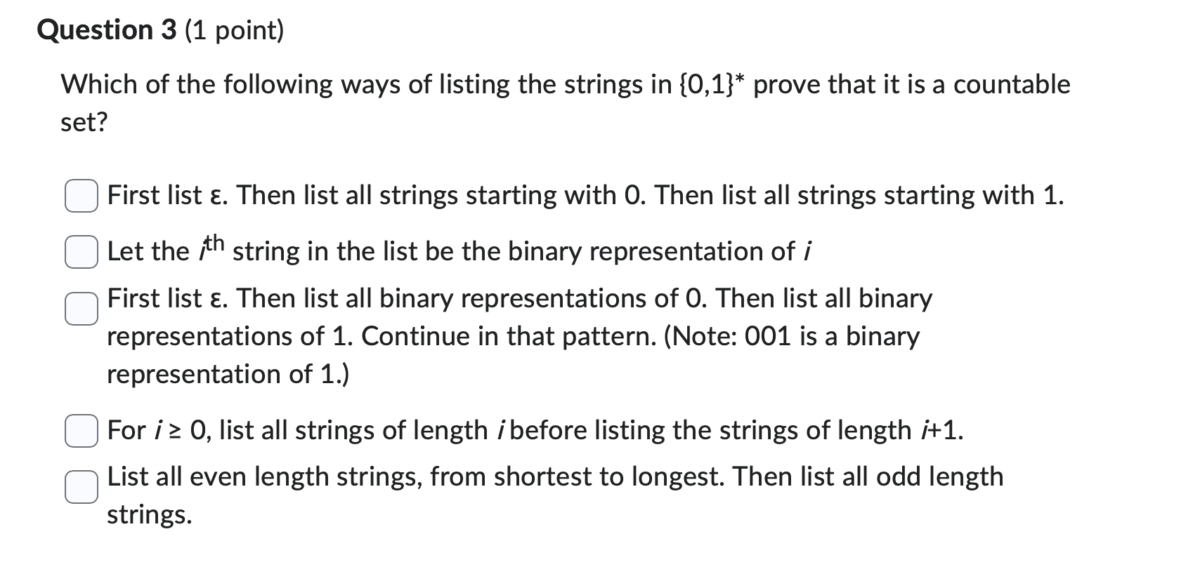 Solved Which of the following ways of listing the strings in | Chegg.com