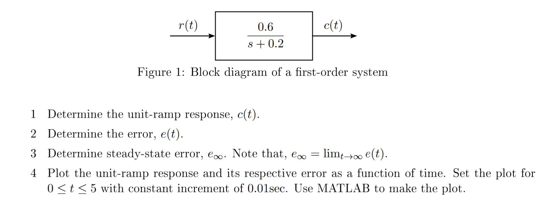 Solved Figure 1: Block diagram of a first-order system 1 | Chegg.com