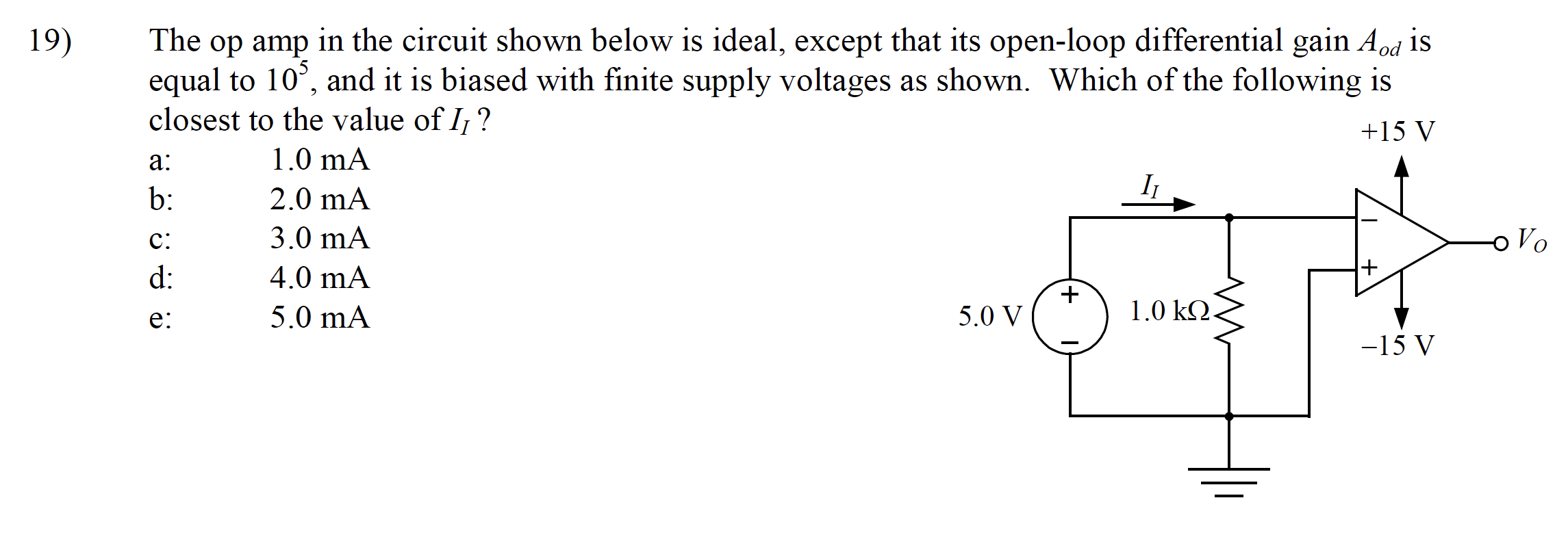 Solved 19) و a: The op amp in the circuit shown below is | Chegg.com