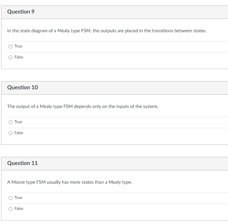 Solved Question 9 In the state diagram of a Mealy type FSM, | Chegg.com