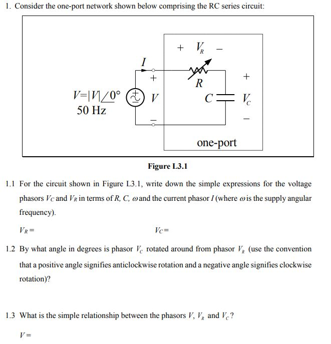 Solved 1. Consider the one-port network shown below | Chegg.com