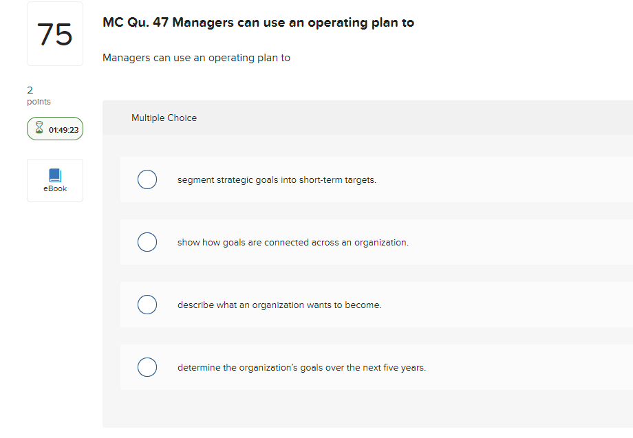 Solved MC Qu. 47 ﻿Managers can use an operating plan | Chegg.com