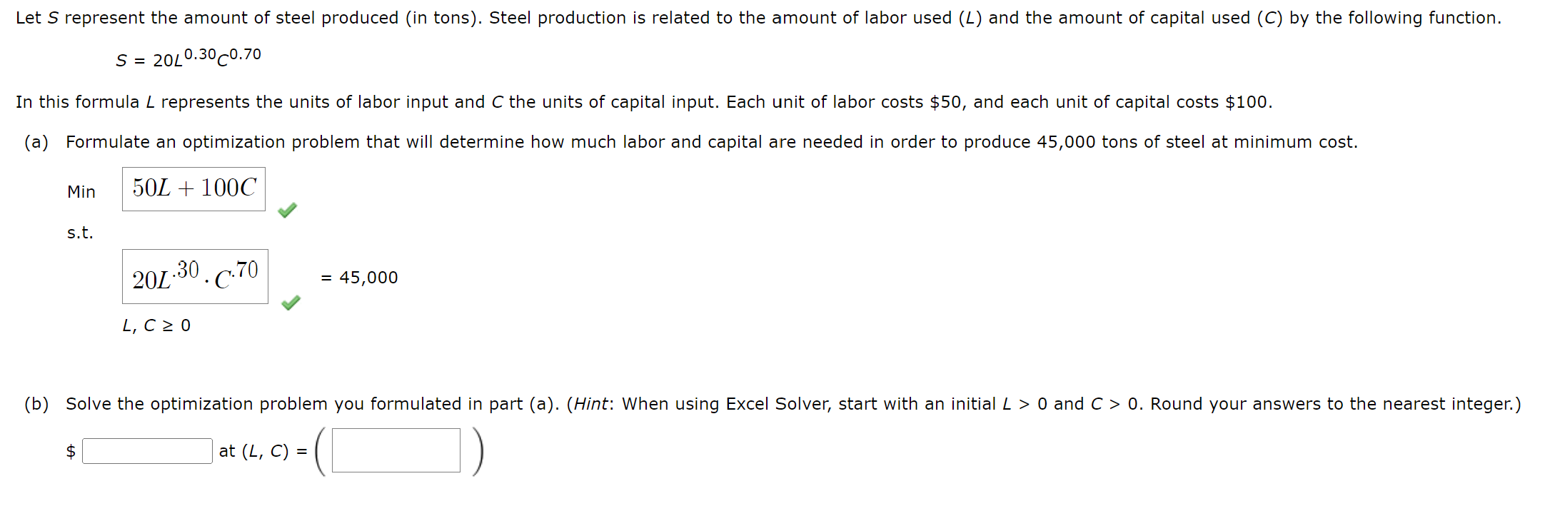 Solved Let S represent the amount of steel produced (in | Chegg.com