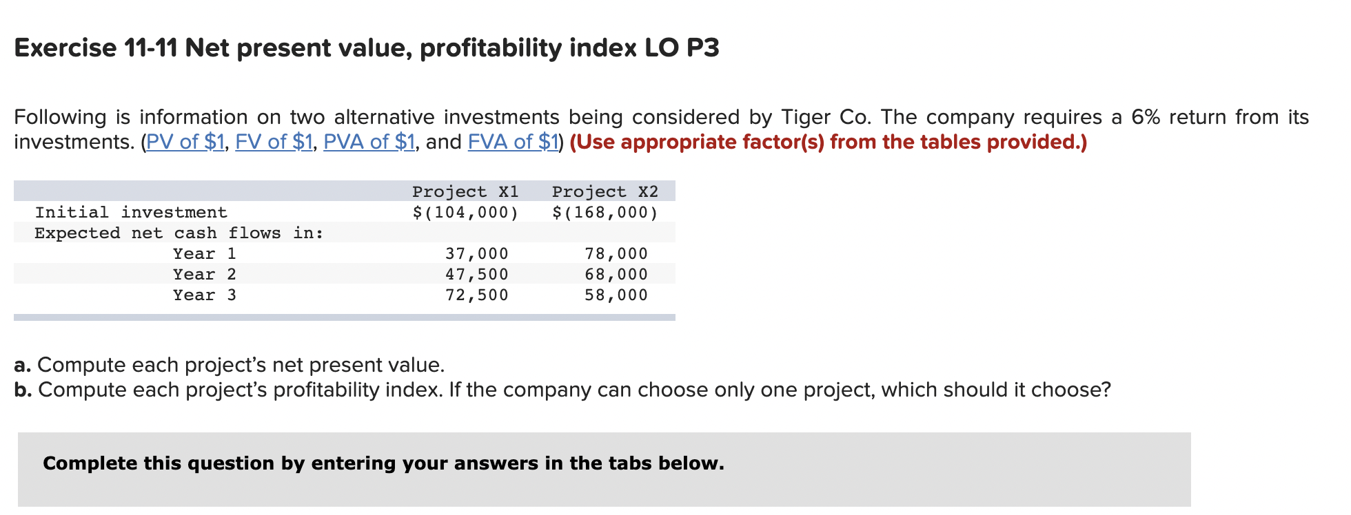 Solved Exercise 11-11 Net present value, profitability index | Chegg.com