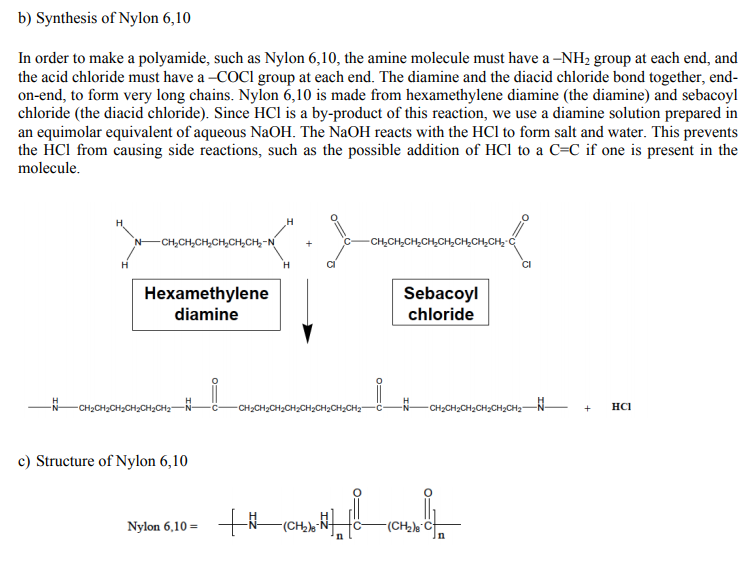 Solved ORGANIC POLYMERS: THE SYNTHESIS OF NYLON Nylon's | Chegg.com