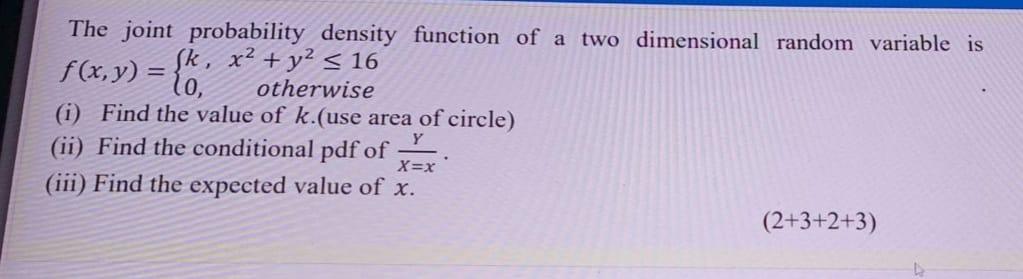Solved two dimensional random variable is The joint | Chegg.com