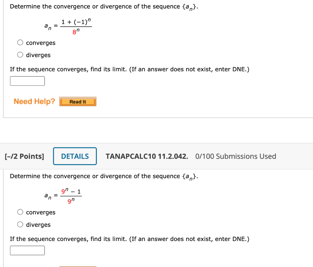 Solved Determine the convergence or divergence of the | Chegg.com