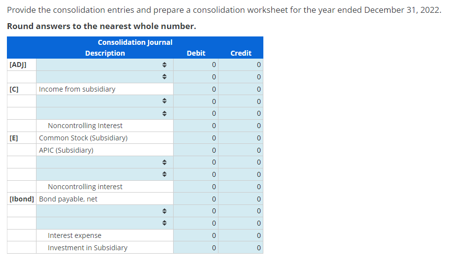 Solved Consolidation worksheet for gain on constructive | Chegg.com