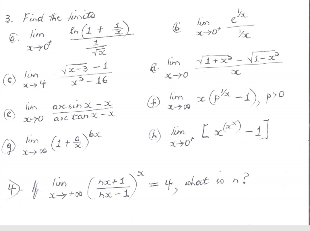 [Solved]: lim_(x->0^(+))(ln(1+(1)/(x)))/((1)/( sqrt(x)))