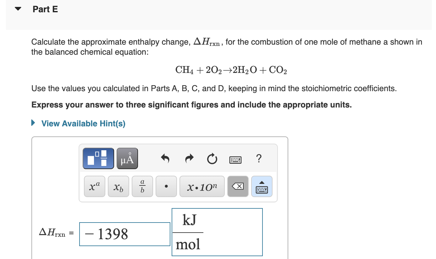 Solved Calculate the approximate enthalpy change, ΔHrxn, for | Chegg.com