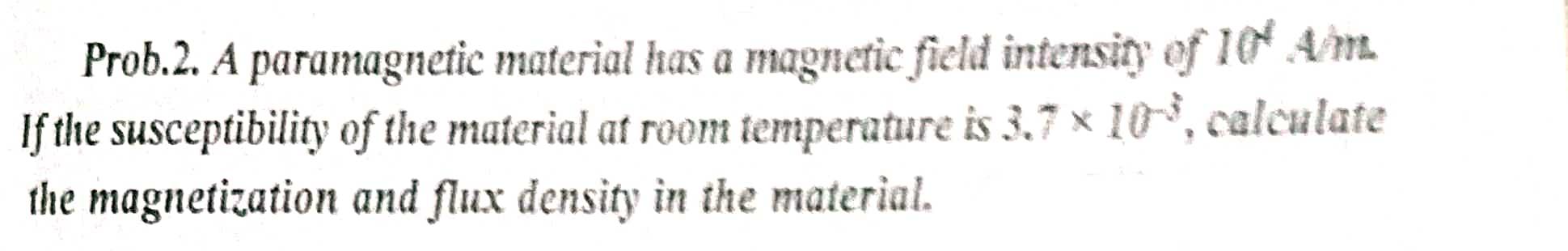 Solved Prob. 2. A paramagnetic material has a magnetic field | Chegg.com