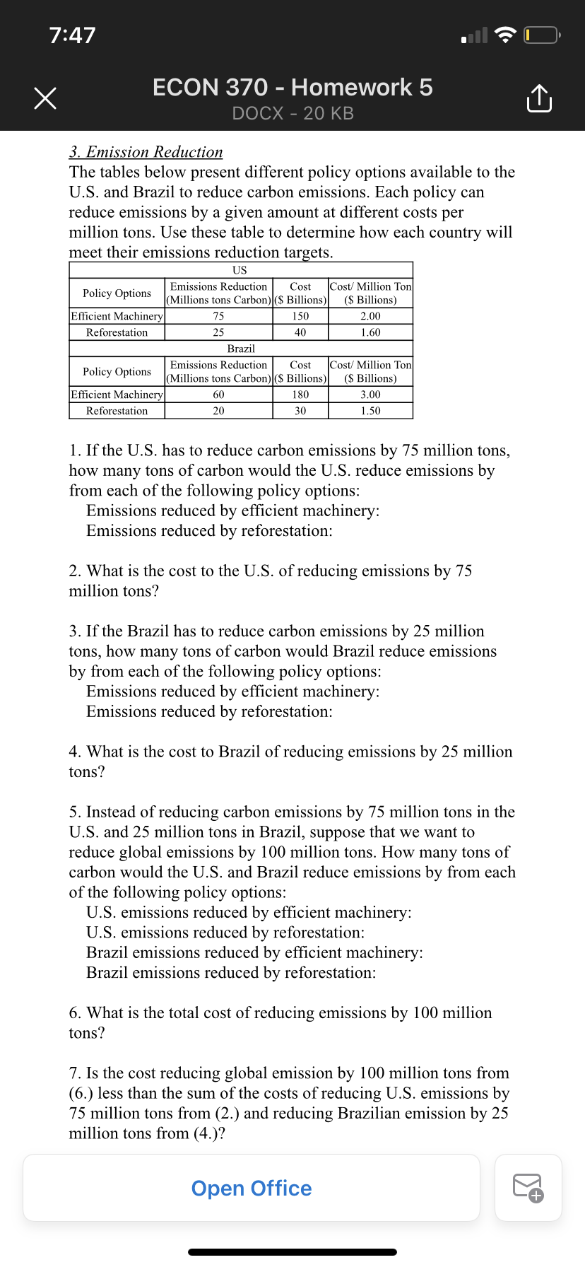 Solved 7:47 x ECON 370 - Homework 5 DOCX - 20 KB 3. Emission | Chegg.com