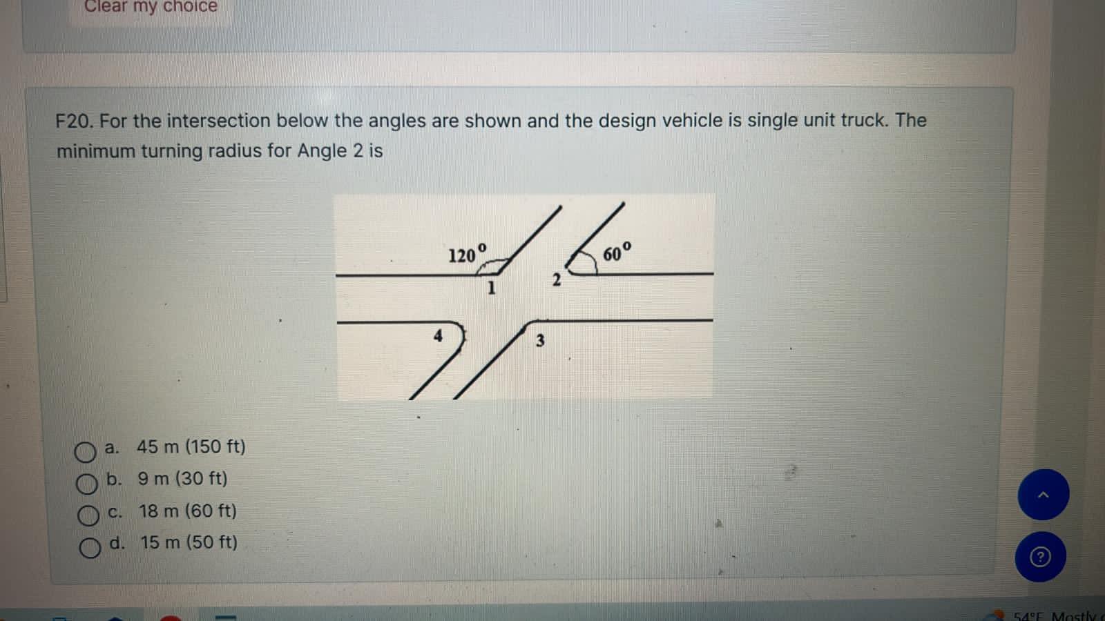 F20. ﻿For the intersection below the angles are shown | Chegg.com