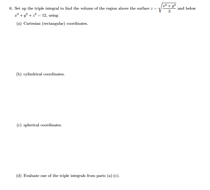 Solved Set up ﻿the triple integral to ﻿find the volume of | Chegg.com
