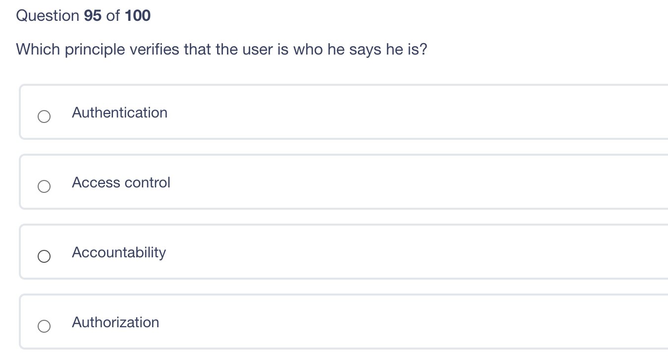 Solved Question 95 of 100 Which principle verifies that the | Chegg.com