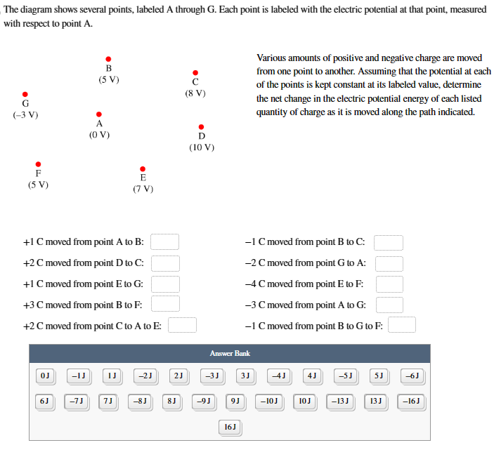 Solved The diagram shows several points, labeled A through | Chegg.com