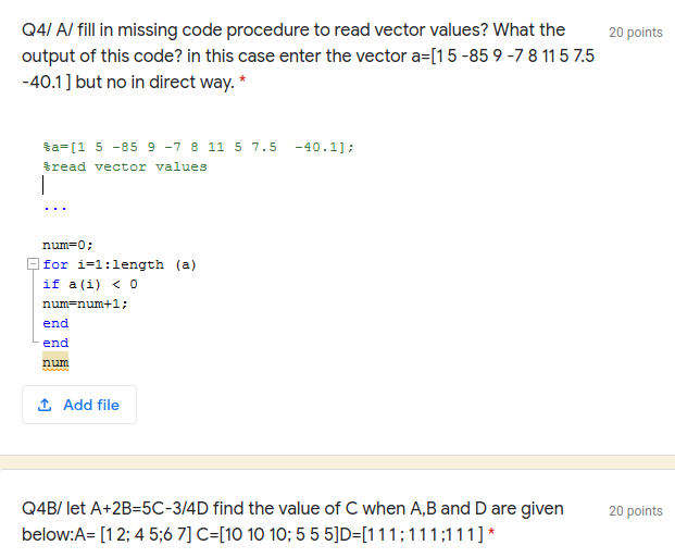 Solved 20 points Q4/ Al fill in missing code procedure to | Chegg.com