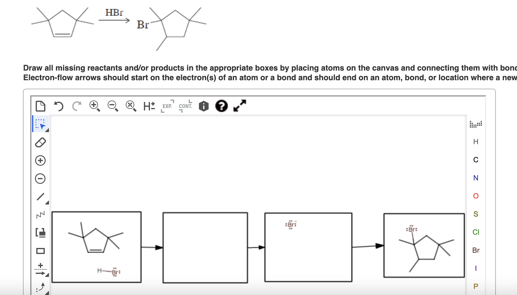 Solved HBr Br Draw all missing reactants and/or products in | Chegg.com