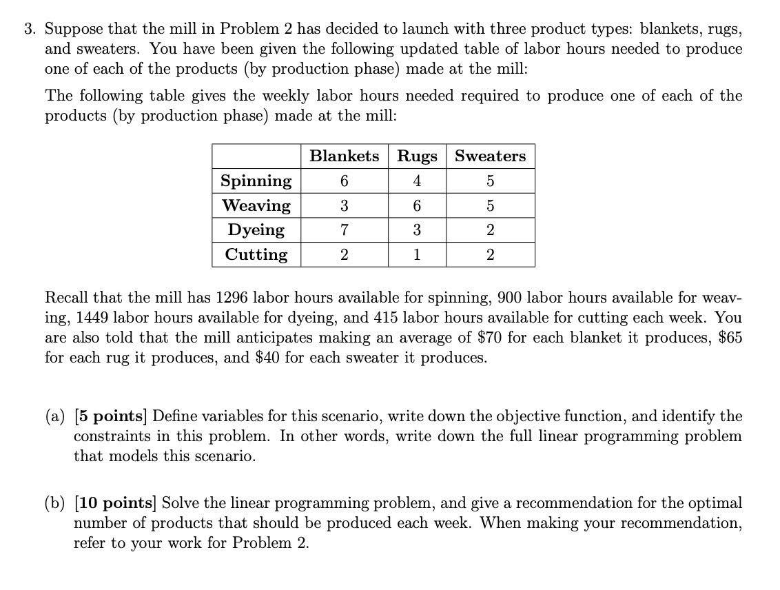 Solved Suppose that the mill in Problem 2 has decided to | Chegg.com