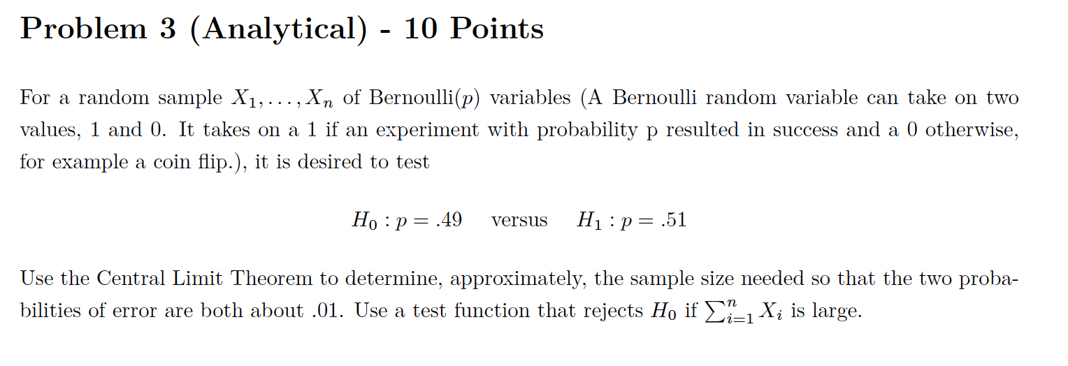 Solved For A Random Sample X1xn Of Bernoullip Variables 