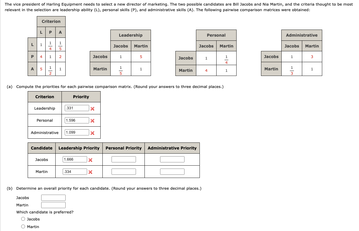 Solved (a) Compute the priorities for each pairwise | Chegg.com