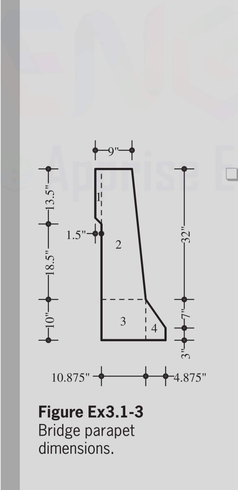 Solved 1.5" 10.875" 4.875" Figure Ex3.1-3 Bridge parapet | Chegg.com
