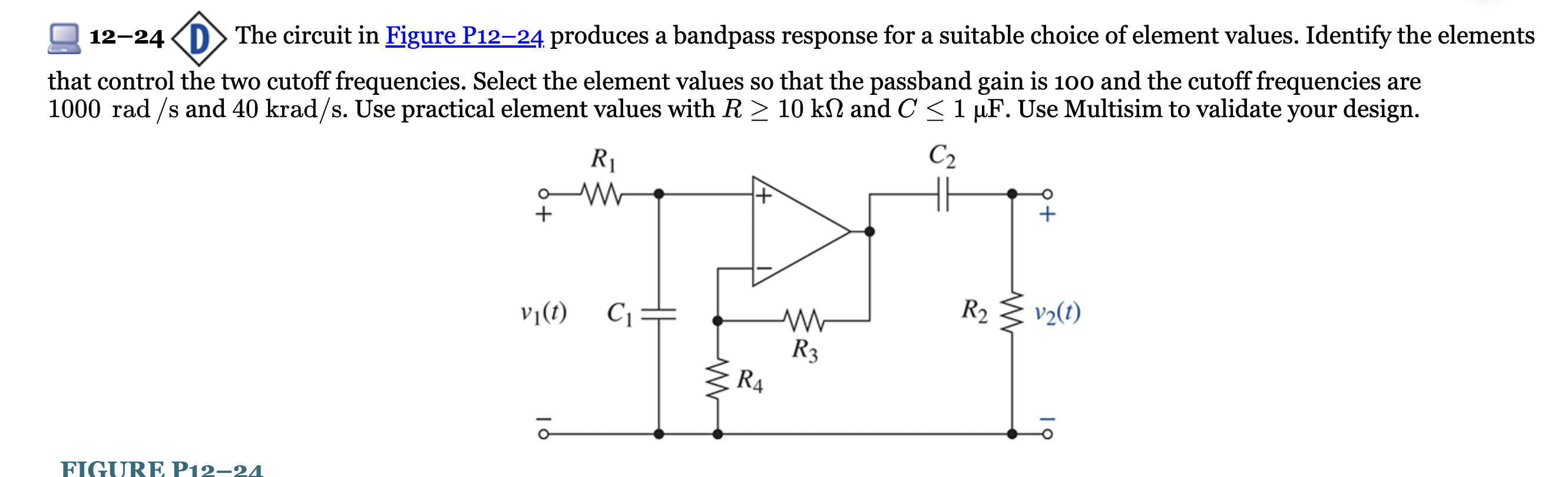 12-24 ﻿D The circuit in Figure P12-24 ﻿produces a | Chegg.com