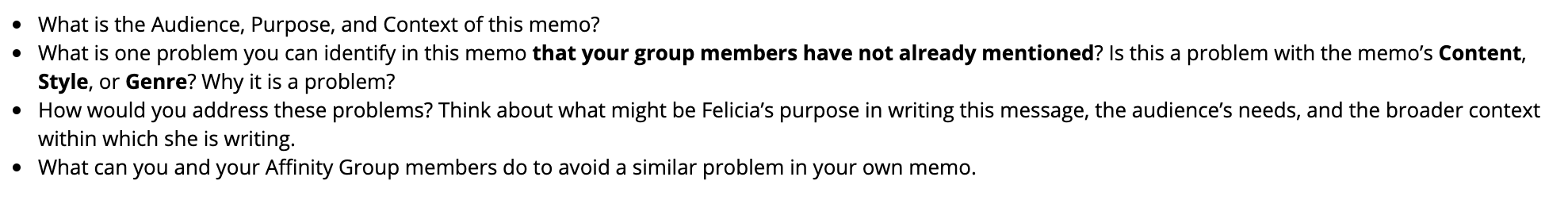 Solved MEMO TO: Felicia August SUBJECT: Those are the | Chegg.com