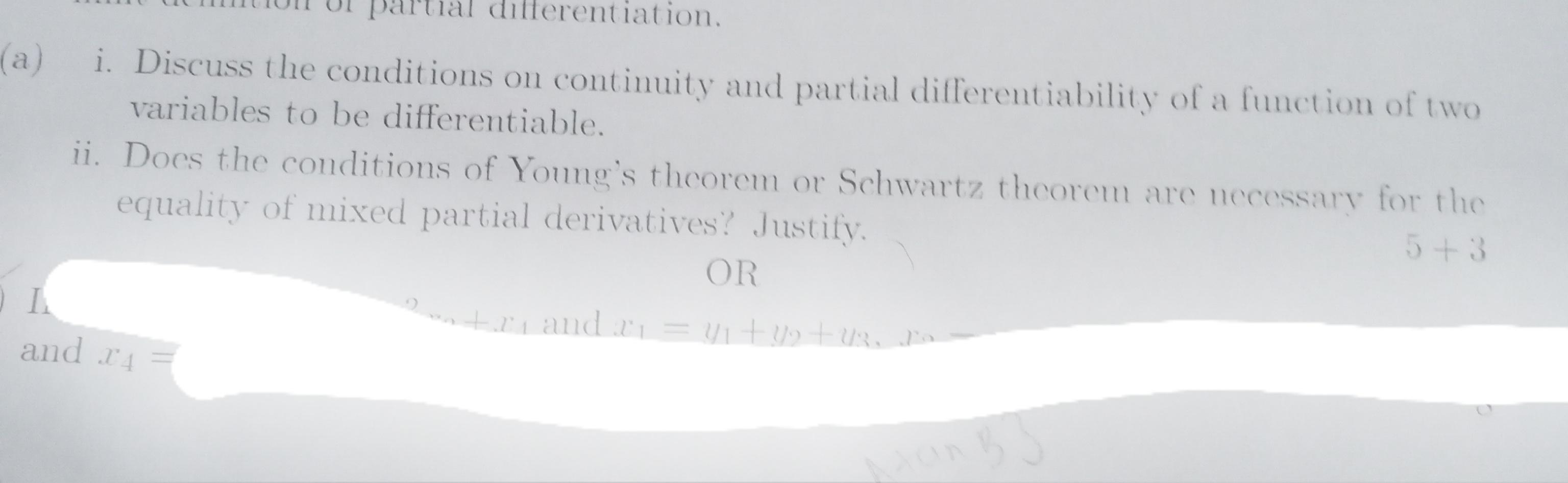 i. Discuss the conditions on continuity and partial | Chegg.com