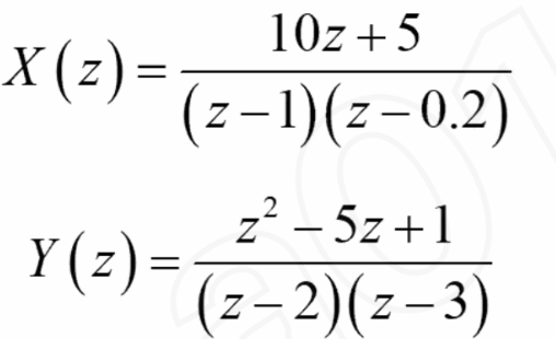 Solved 10z + 5 X (2)= (3-1)(2 -0.2) z2 – 5z +1 Y(z)= | Chegg.com