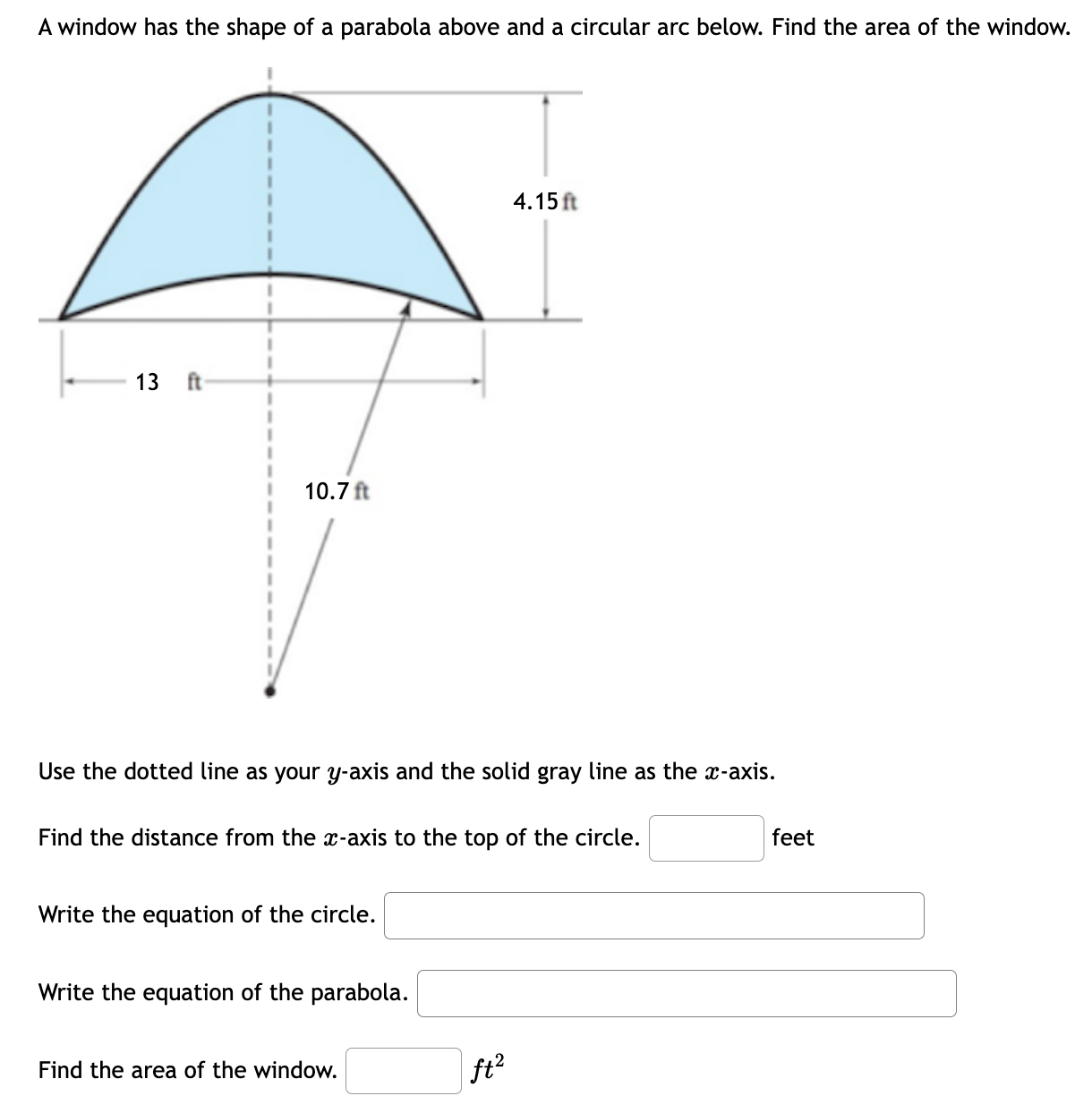 Solved A window has the shape of a parabola above and a | Chegg.com