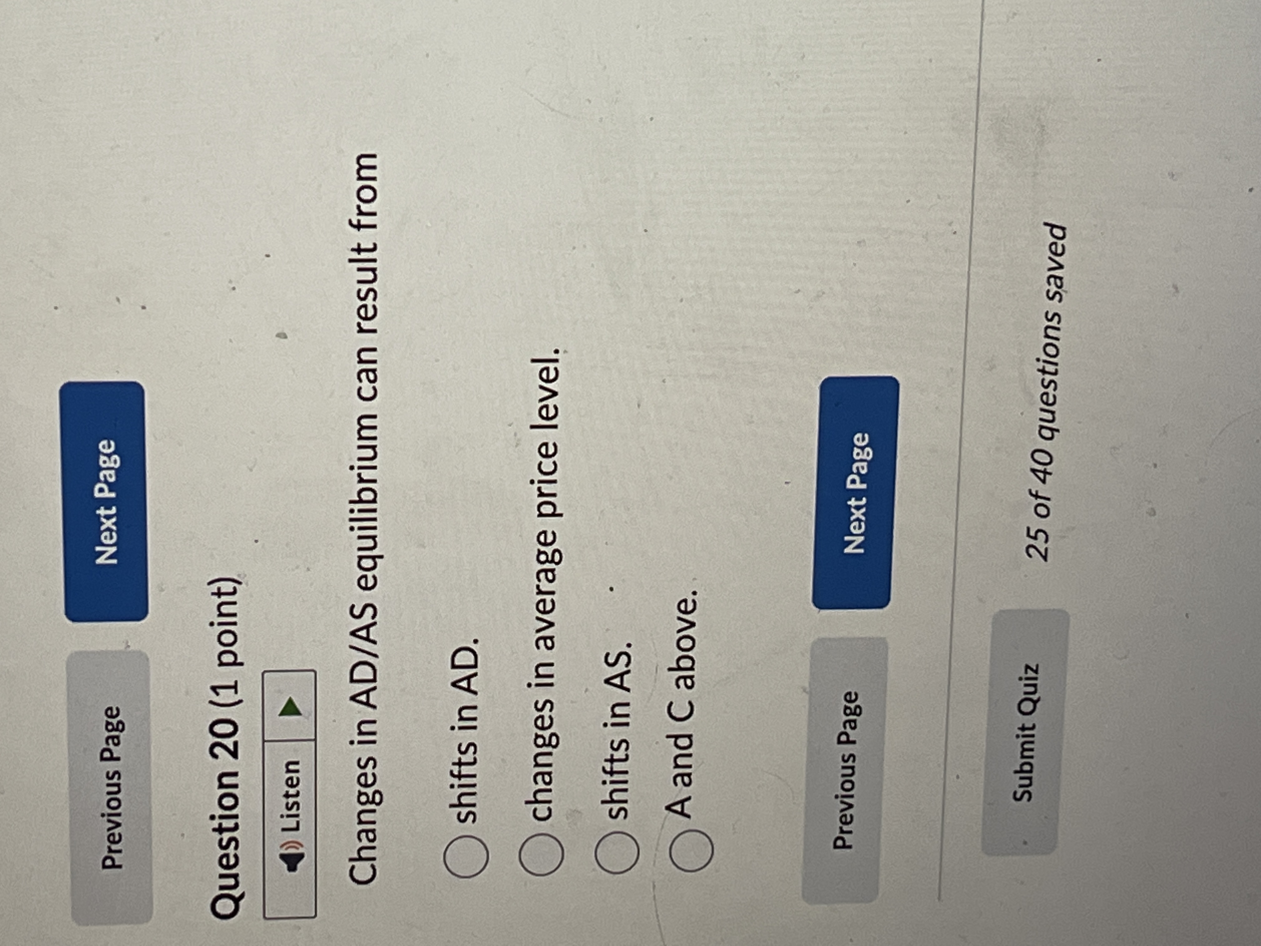 Solved Question 20 (1 ﻿point)Changes in ADAS ﻿equilibrium | Chegg.com