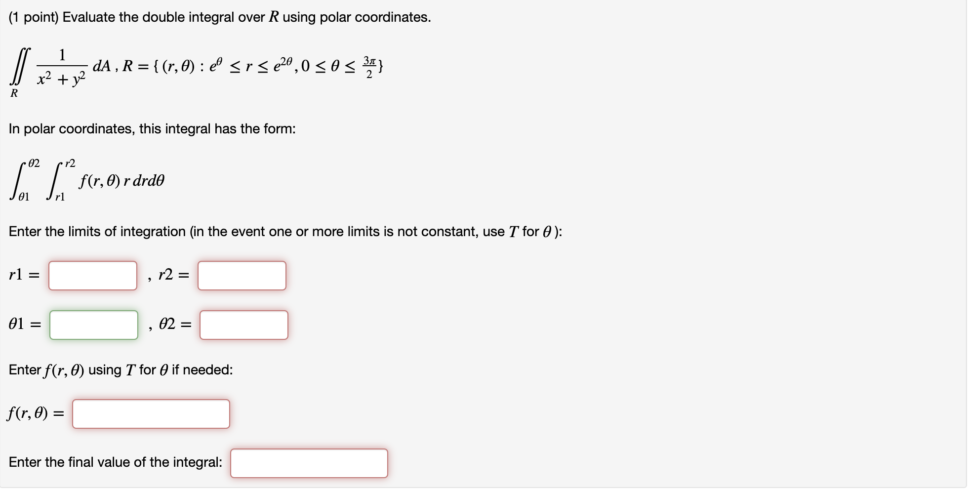 Solved (1 point) Evaluate the double integral over R using | Chegg.com