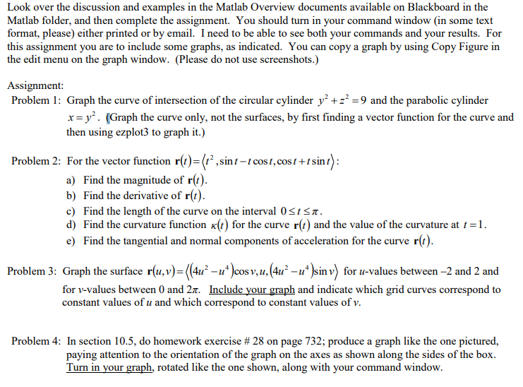 Solved Look over the discussion and examples in the Matlab | Chegg.com