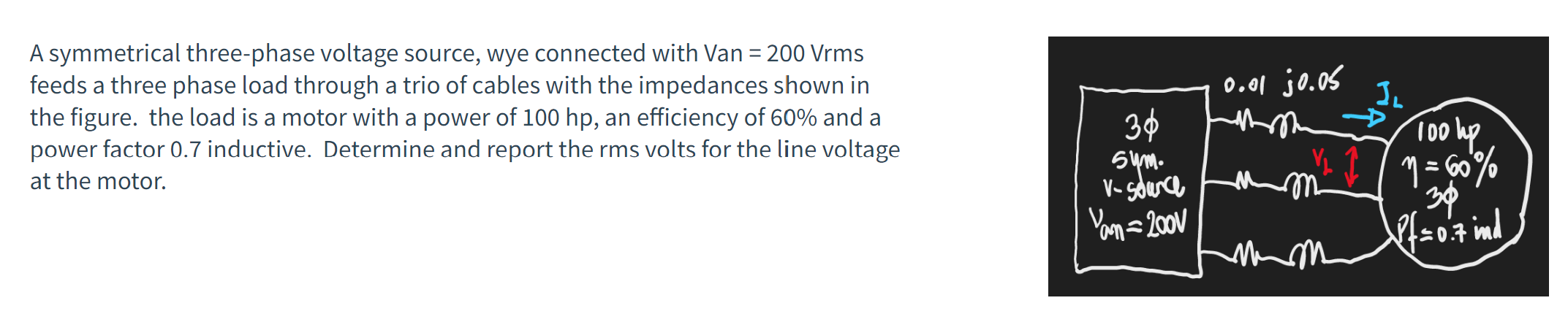 Solved A symmetrical three-phase voltage source, wye | Chegg.com