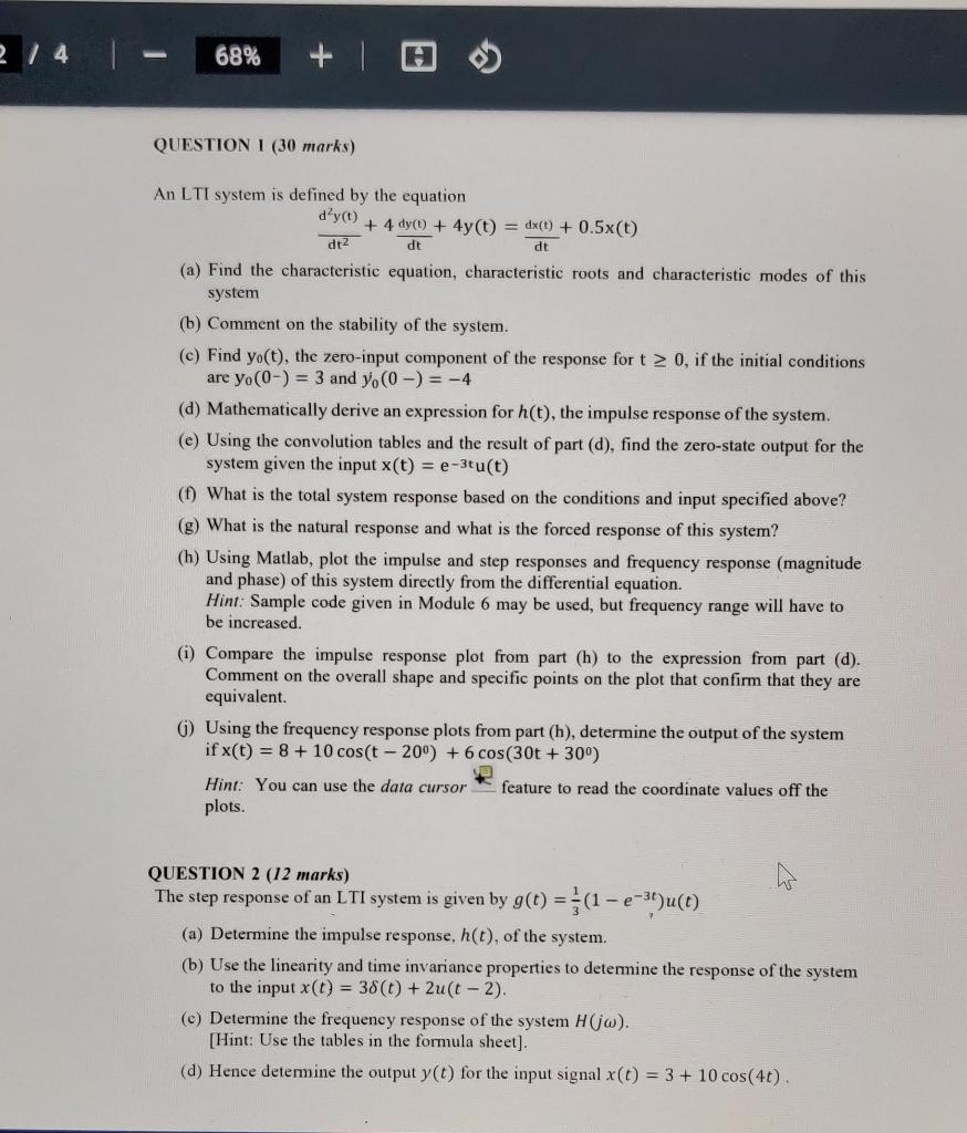 Solved 74 57% QUESTION 3 (12 marks) 1. For x() indicated in | Chegg.com