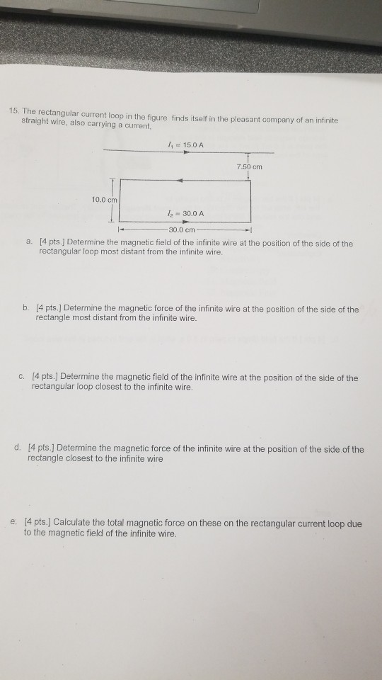 Solved 5 The rectangular current loop in the figure finds | Chegg.com