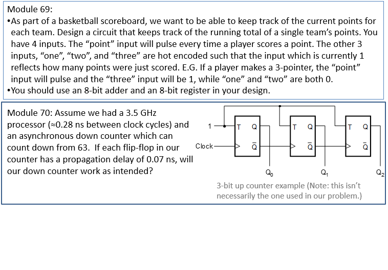 Solved Module 69: •As part of a basketball scoreboard, we | Chegg.com