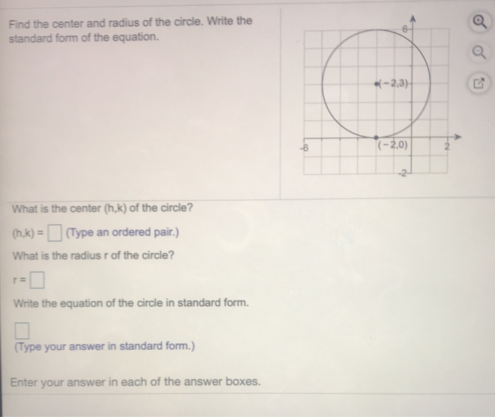 Solved Find the center and radius of the circle. Write the | Chegg.com