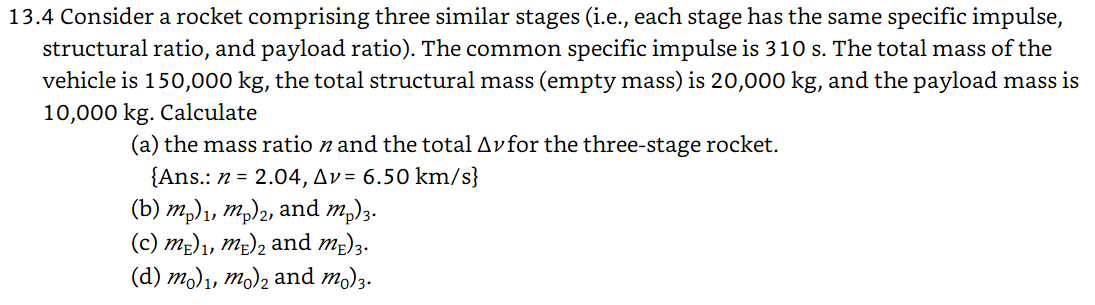 13.4 Consider a rocket comprising three similar | Chegg.com