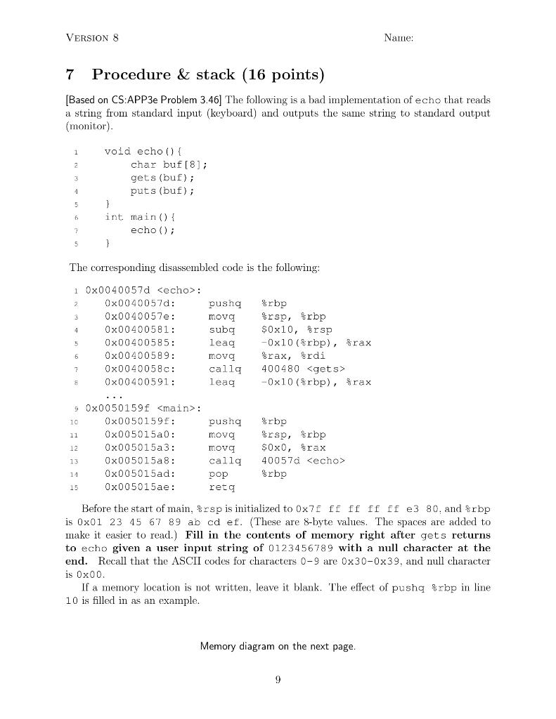 1 Data \& address (12 points) [Based on CS:APP3e | Chegg.com