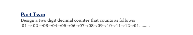Solved Part Two: Design a two digit decimal counter that | Chegg.com
