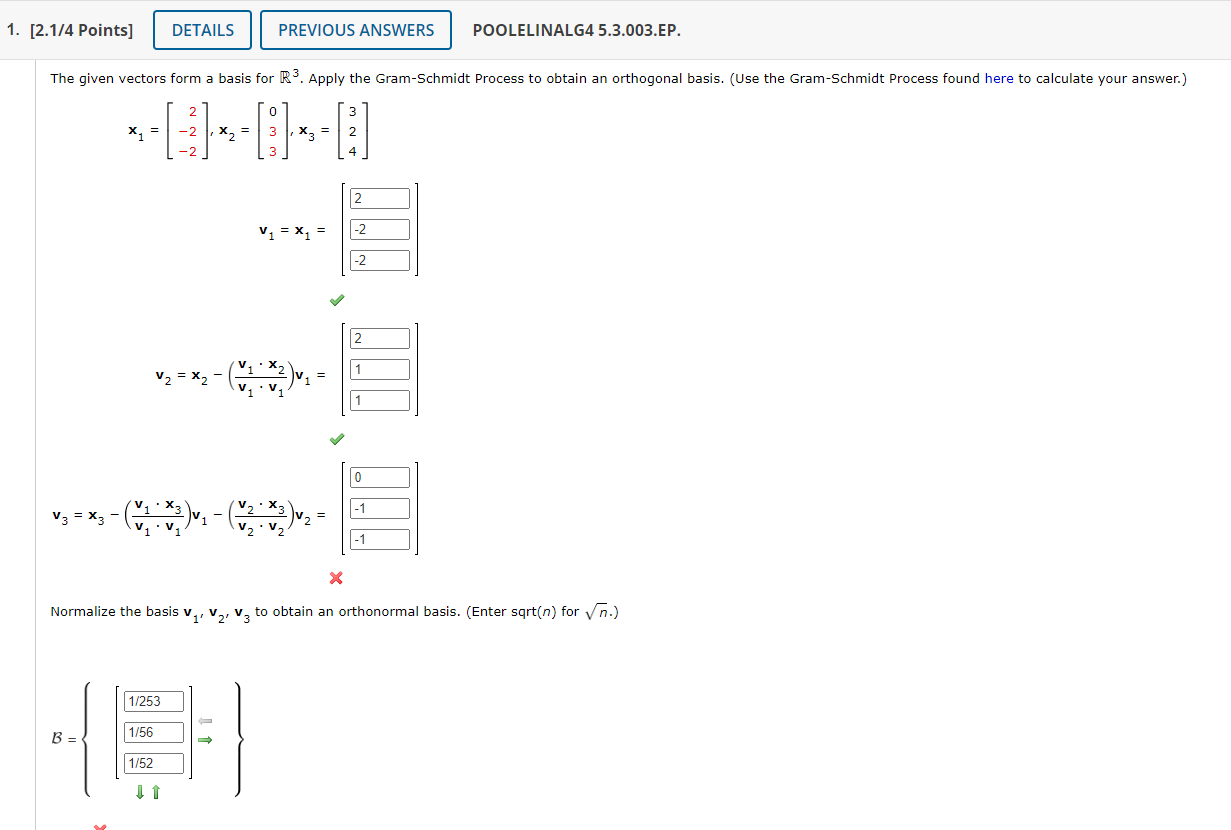 Solved 3. [0/1 Points) DETAILS PREVIOUS ANSWERS POOLELINALG4 | Chegg.com