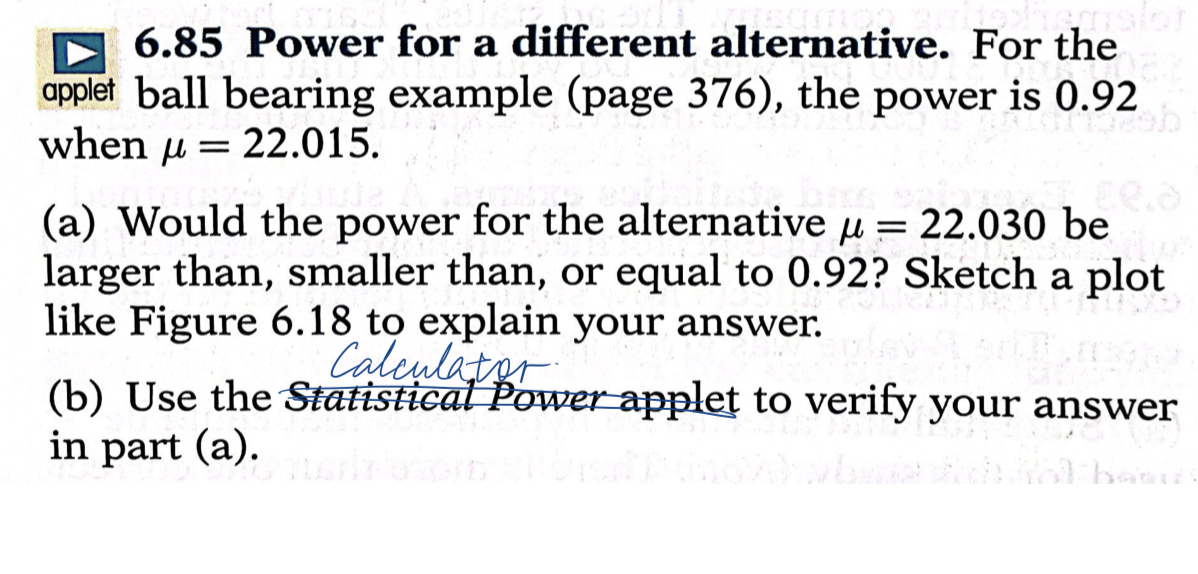 6.85 Power for a different alternative. For the | Chegg.com