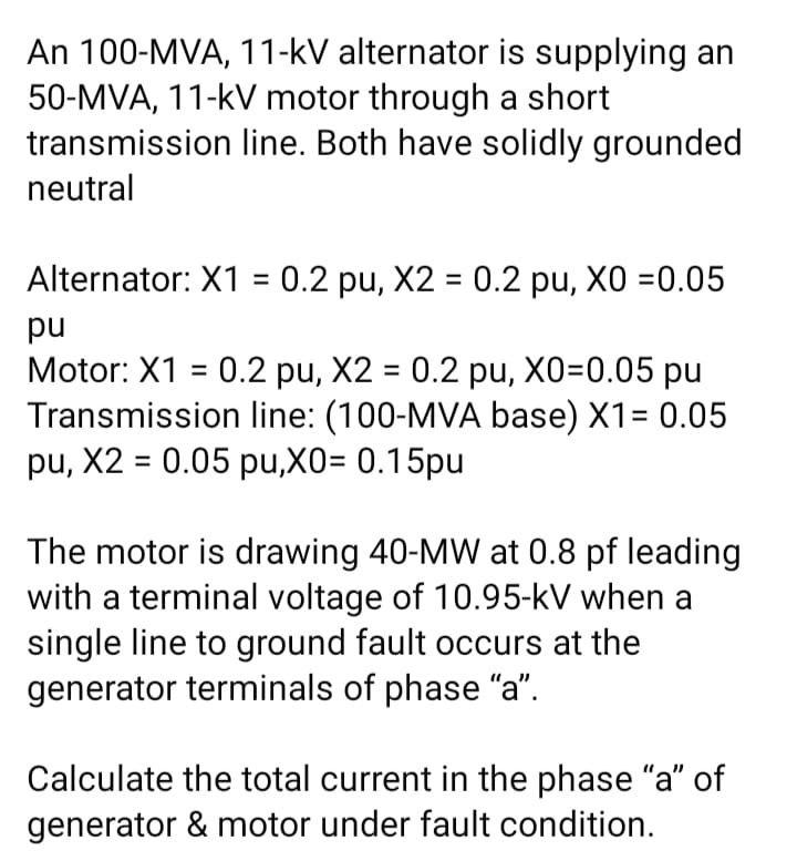 Solved An 100-MVA, 11-kV alternator is supplying an 50-MVA, | Chegg.com